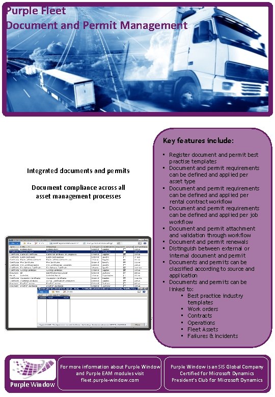 Purple Fleet Document and Permit Management Key features