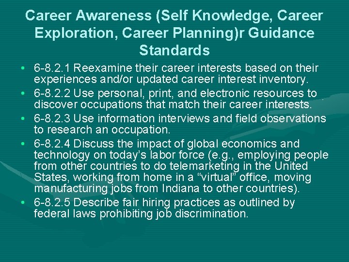 Career Guidance Working with Middle School Students Did