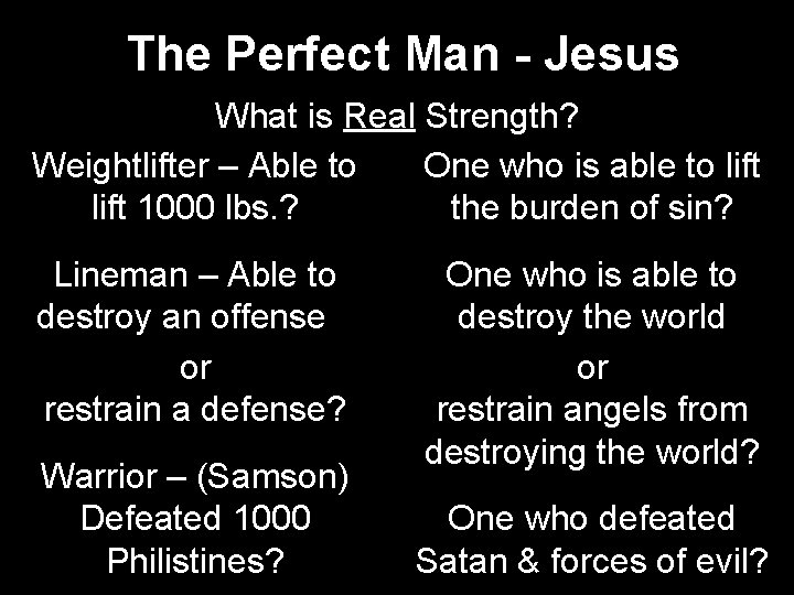 The Perfect Man Jesus What is Real Strength