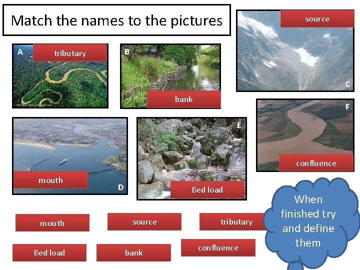 Rivers Starter match the pictures to the names