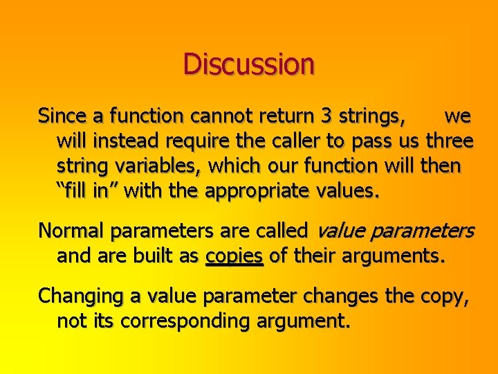 Parameter Passing Mechanisms Reference Parameters Problem Using OCD