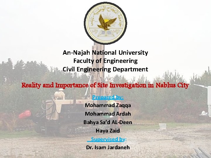 AnNajah National University Faculty of Engineering Civil Engineering