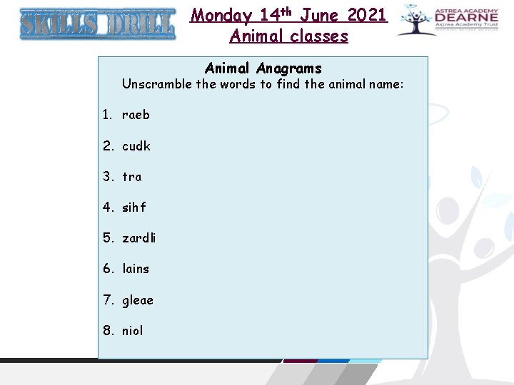 Monday 14 th June 2021 Animal classes Animal