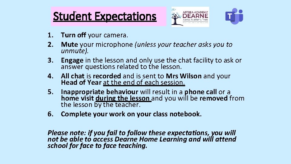 Student Expectations 1 Turn off your camera 2