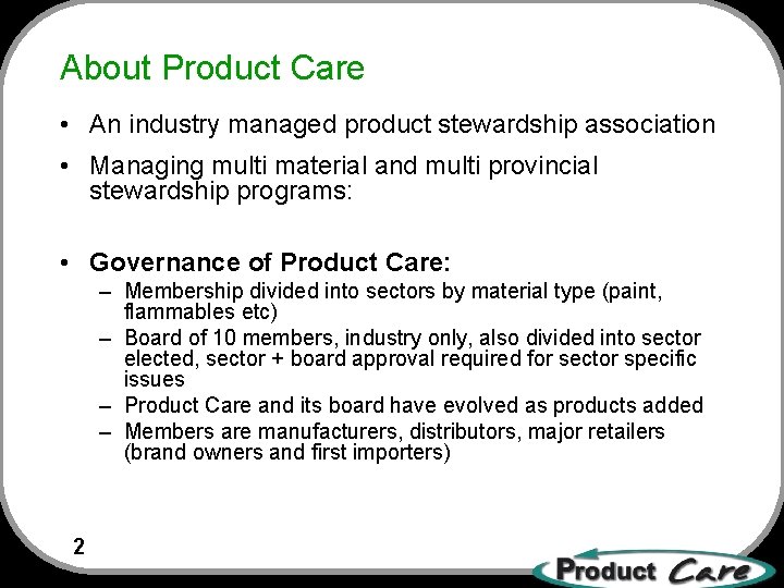 Product Stewardship Solutions Canadian Paint Stewardship Programs Overview