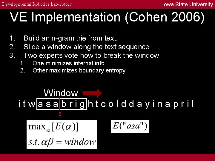 Developmental Robotics Laboratory Iowa State University Unsupervised ...
