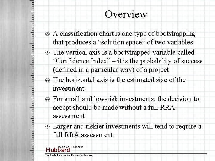 Classification Overview Overview A classification chart is one