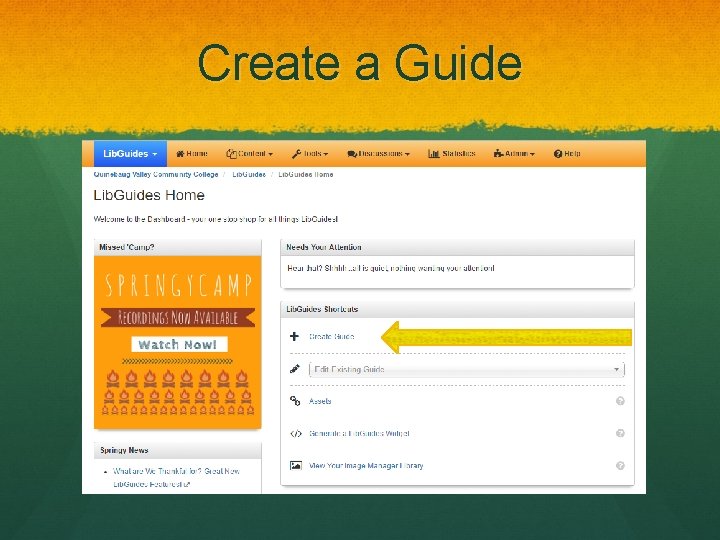 Lib Guides CMS Facilitated by Jenn Cournoyer Mlyn