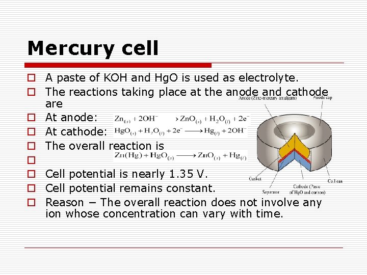 Electrochemistry Electrolytic Cells and Electrolysis o Electrolytic Cell