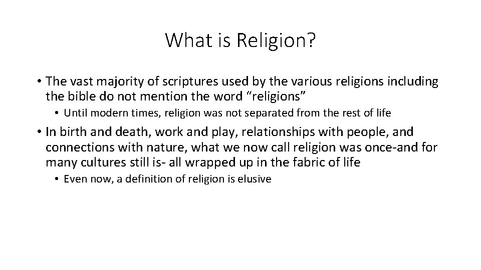 Introduction to World Religions Moment of Prayer Objectives