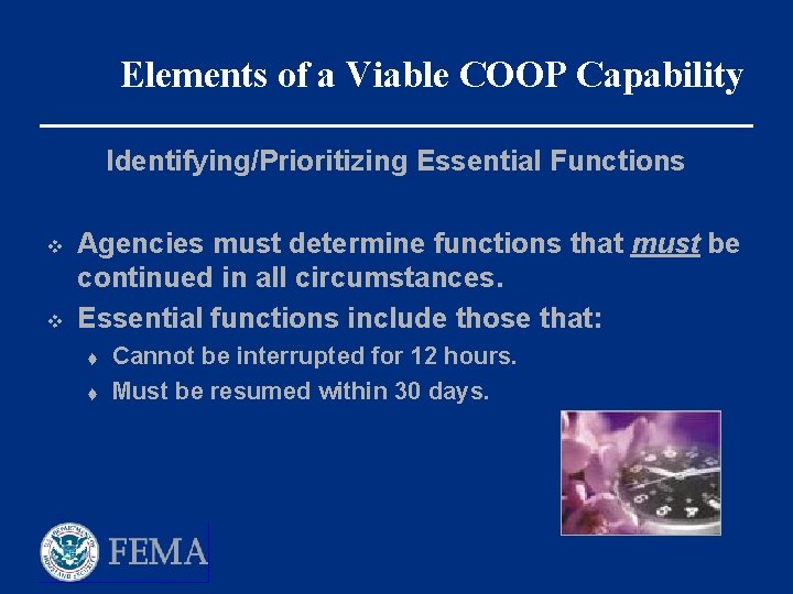 Continuity of Operations COOP Objectives v v v