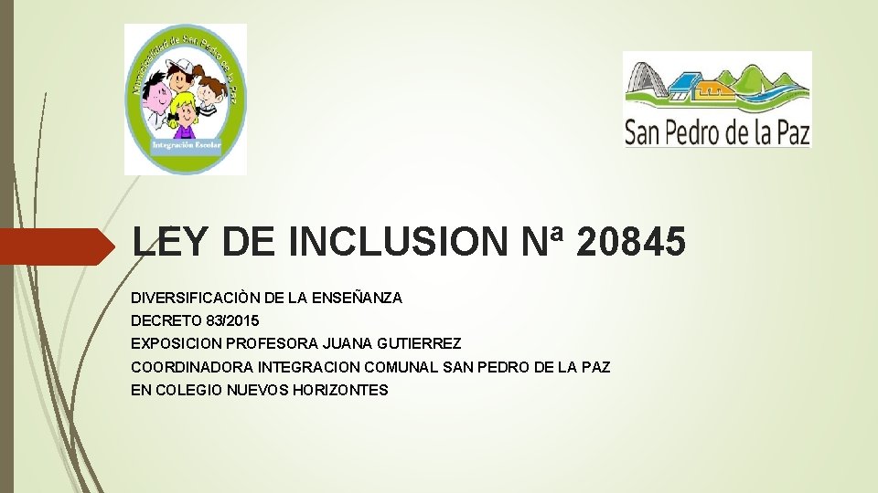 LEY DE INCLUSION N 20845 DIVERSIFICACIN DE LA