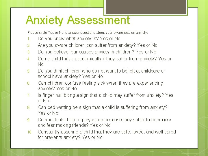 Anxiety in Children Signature Assignment Elizabeth Camargo Fresno