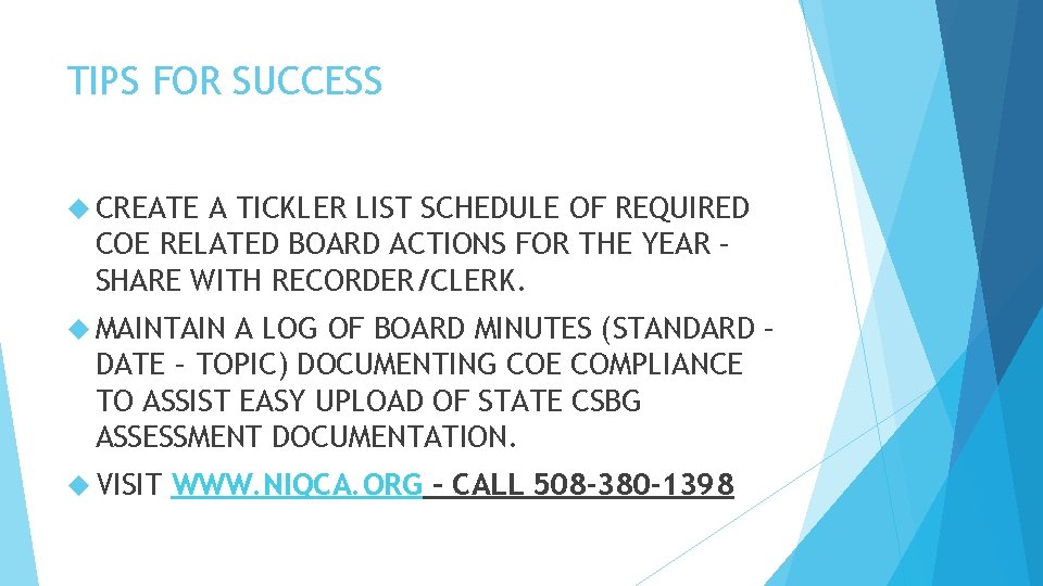 COE BOARD MINUTES COMPLIANCE DOCUMENTATION GUIDANCE NORTHEAST INSTITUTE