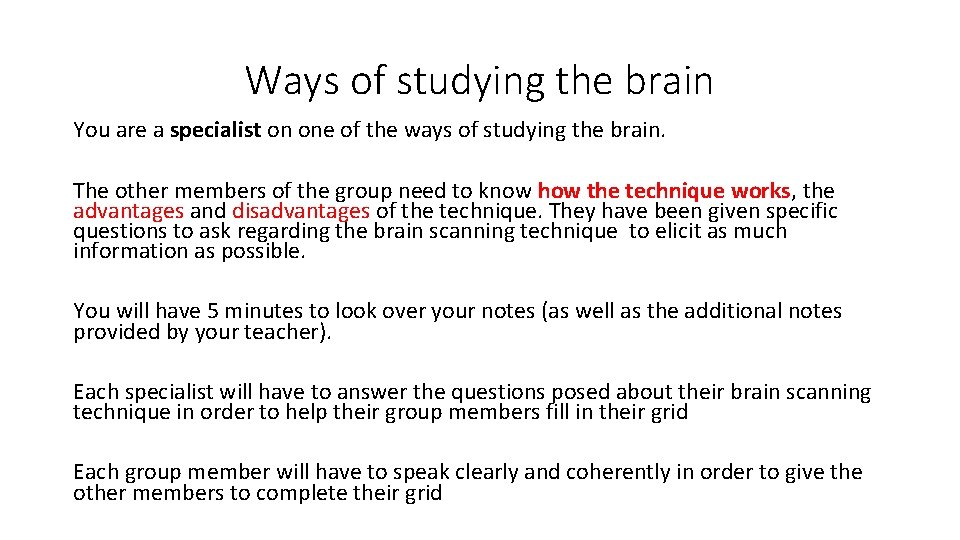 Ways of studying the brain Biopsychology specification still