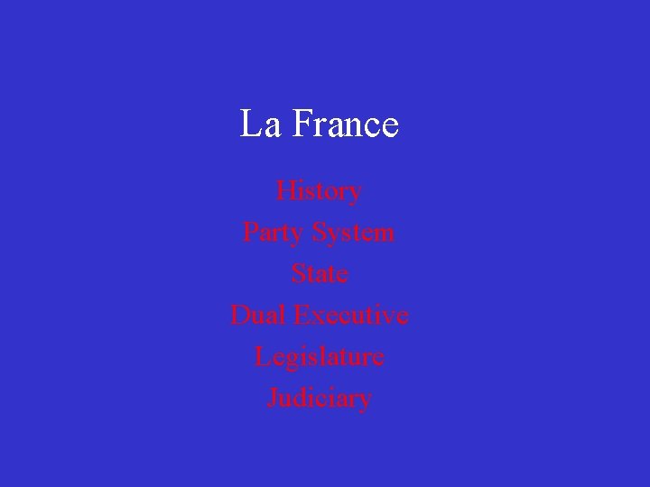 La France History Party System State Dual Executive