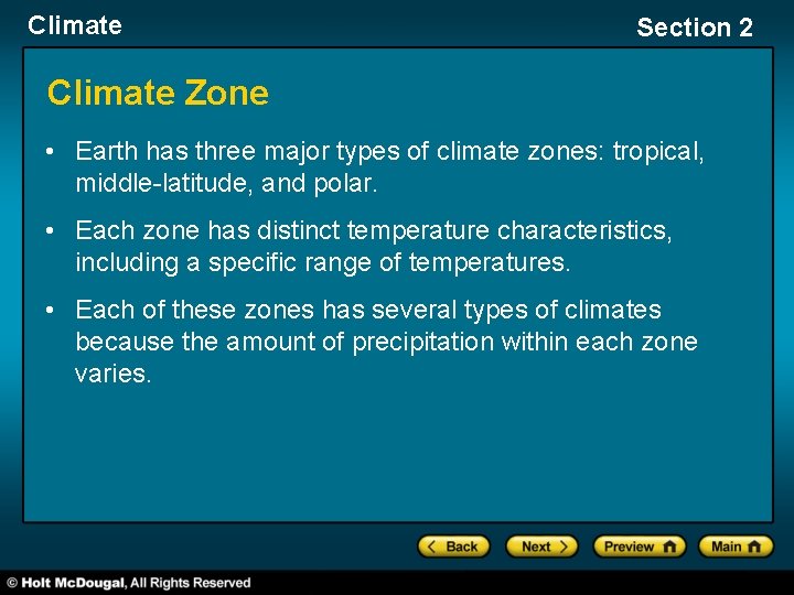 Climate Section 2 Climate Zones Preview Key Ideas