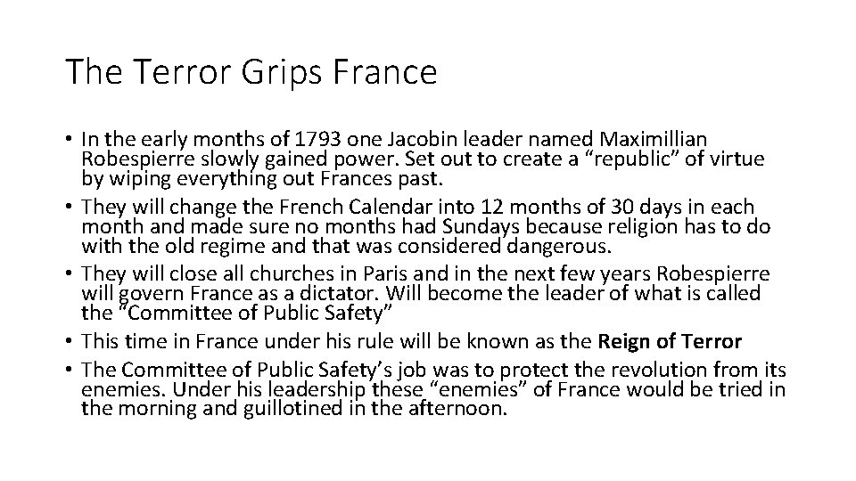 Chapter 7 Section 2 Notes Revolution Brings Terror