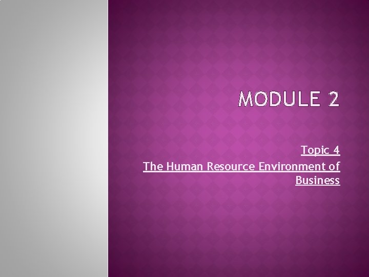 MODULE 2 Topic 4 The Human Resource Environment