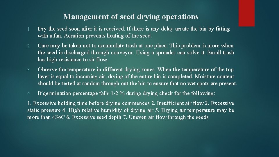 Air distribution system and types of seed dryers