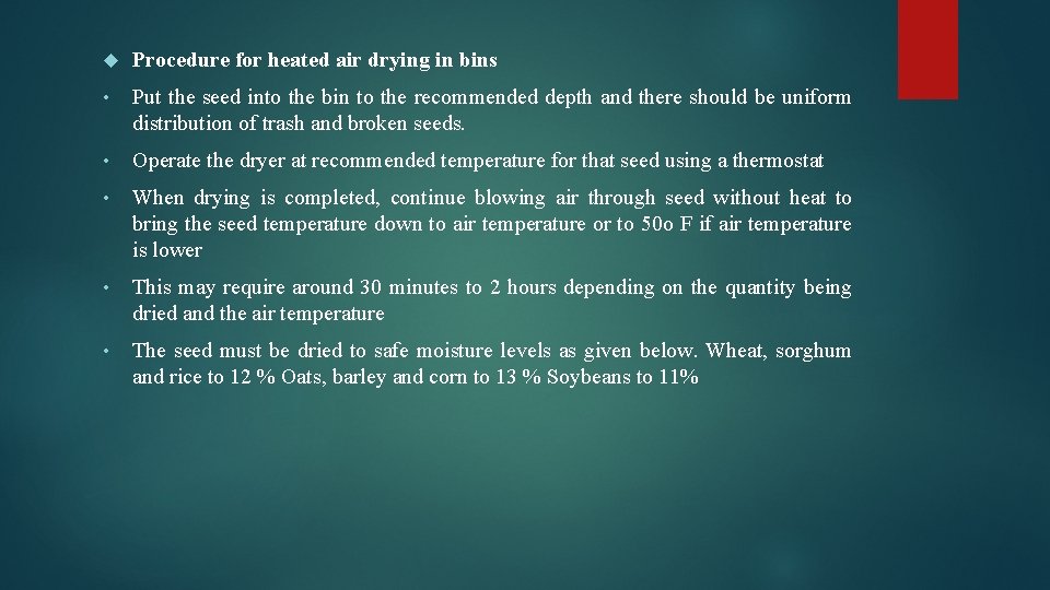 Air distribution system and types of seed dryers