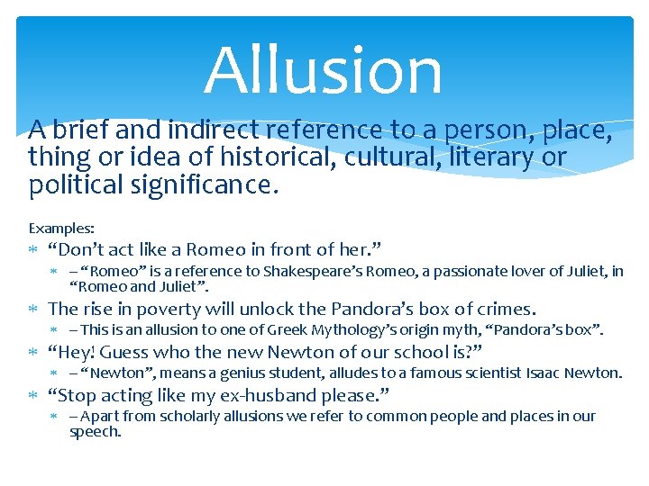 Poetry Terms English 9 Honors Simile A comparison