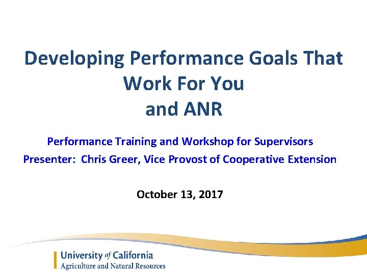 Developing Performance Goals That Work For You and