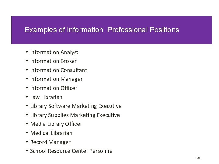 LIS8109 STRUCTURE OF LIBRARY INFORMATION PROFESSION TABLE OF