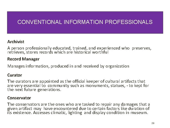 LIS8109 STRUCTURE OF LIBRARY INFORMATION PROFESSION TABLE OF