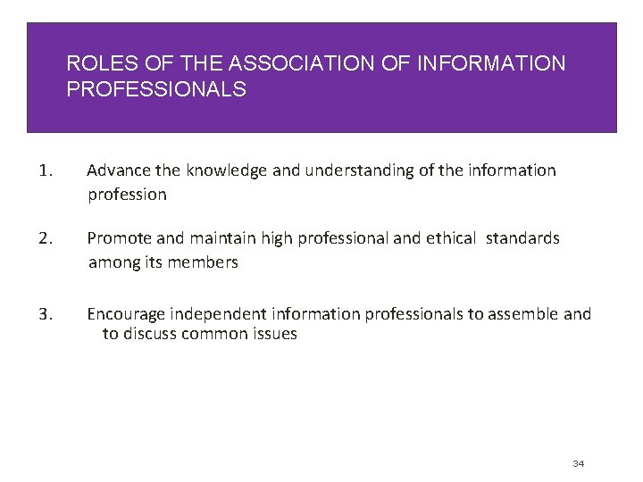 LIS8109 STRUCTURE OF LIBRARY INFORMATION PROFESSION TABLE OF