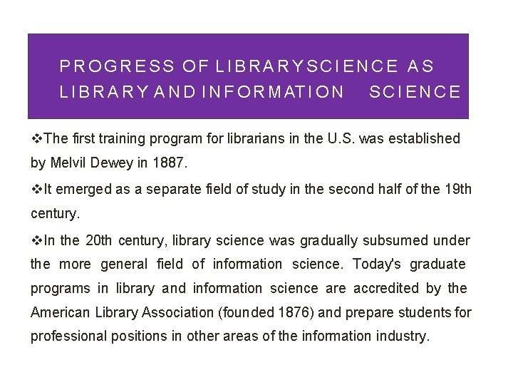 LIS8109 STRUCTURE OF LIBRARY INFORMATION PROFESSION TABLE OF