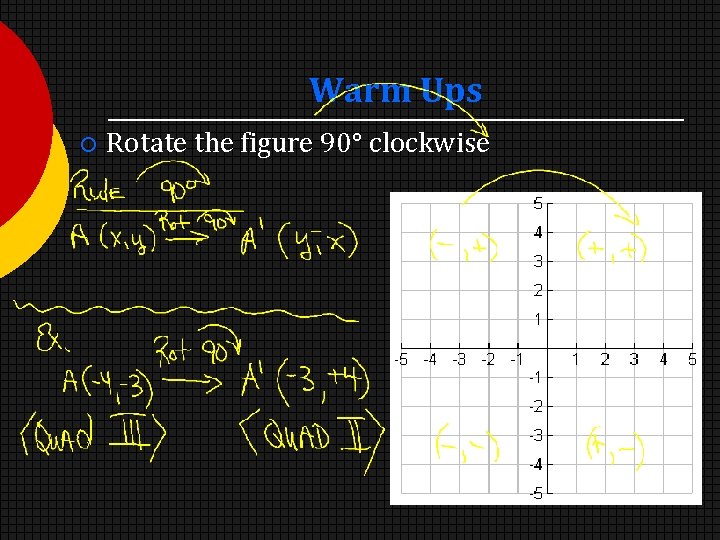 Warm Ups Rotate the figure 90 clockwise Warm
