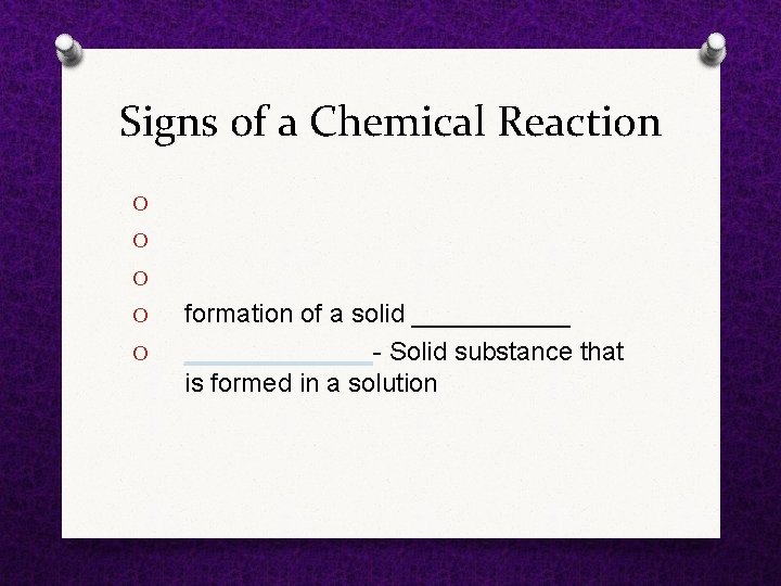 Chapter 14 Chemical Reactions Forming New Substances O