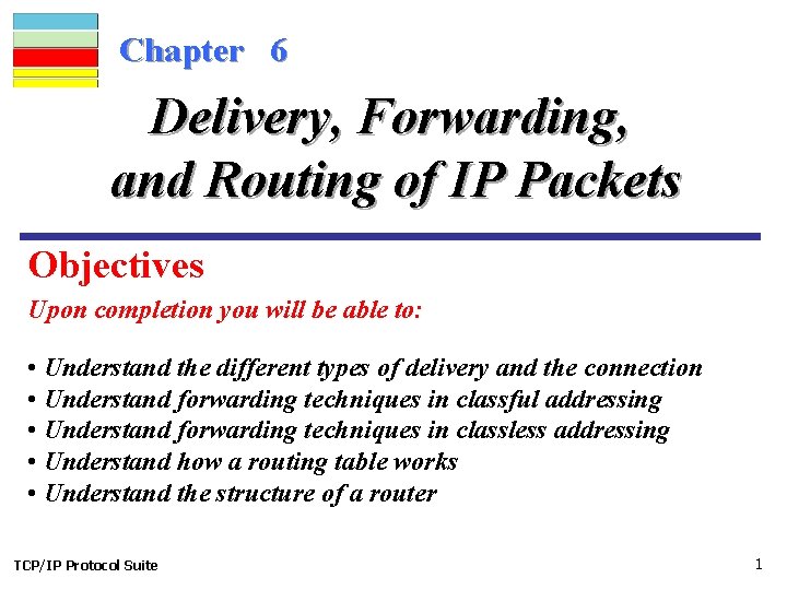 Chapter 6 Delivery Forwarding and Routing of IP