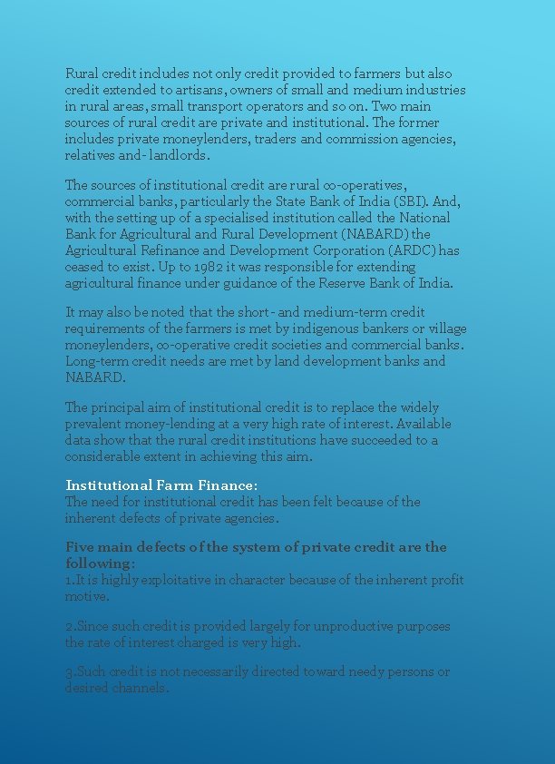 UNIT 4 AGRICULTURAL CREDITMEANING DEFINITION NEED AND CLASSIFICATION