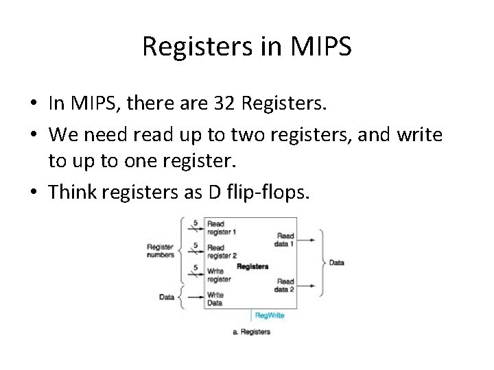 Datapath Registers in MIPS In MIPS there are