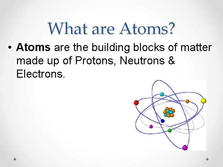 ATOMS Building blocks of life What are Atoms