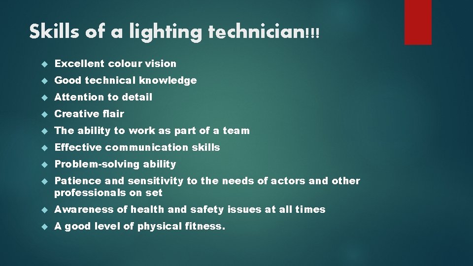 PRODUCTION ROLES BY VICTORIA REECE LAUREN ANDREI Lighting