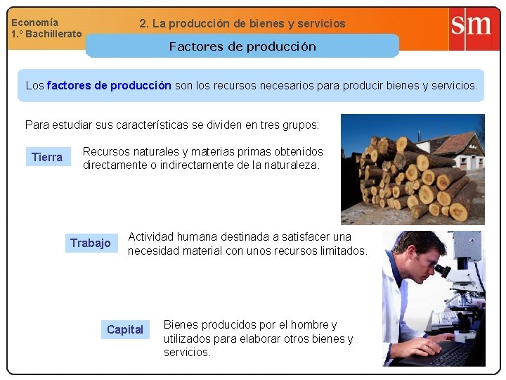 Economa 1 Bachillerato 2 La produccin de bienes