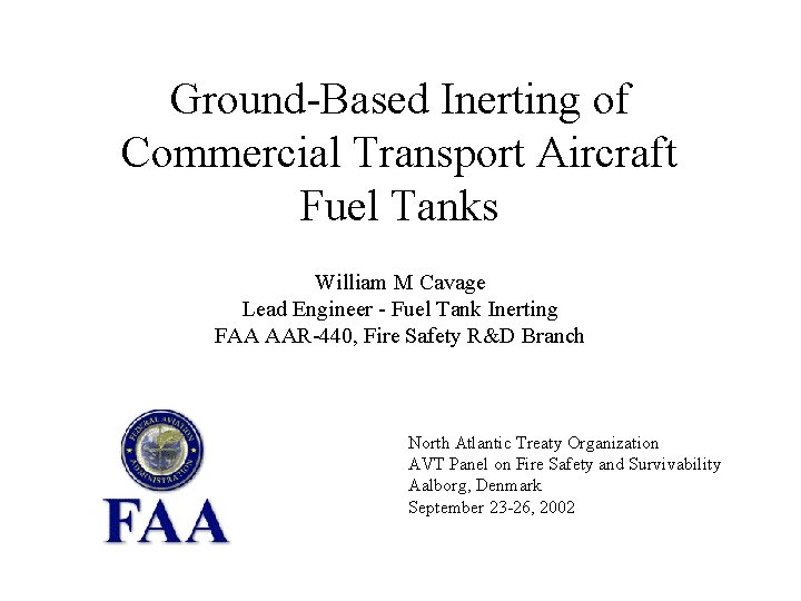 GroundBased Inerting of Commercial Transport Aircraft Fuel Tanks