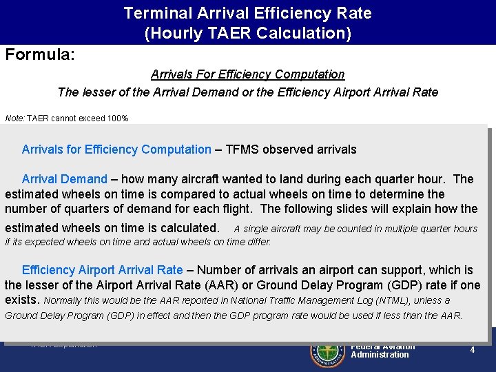 Terminal Arrival Efficiency Rate TAER 101 Metric Explanation