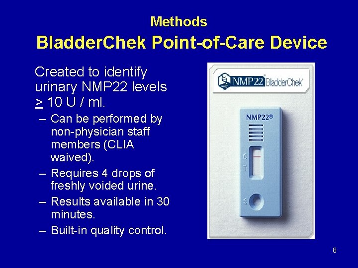 UTILITY OF NMP 22 BLADDERCHEK POINTOFCARE ASSAY IN