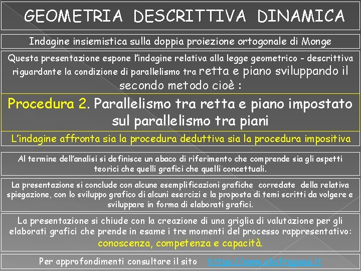 GEOMETRIA DESCRITTIVA DINAMICA Indagine insiemistica sulla doppia ...