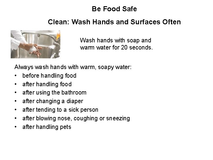 Food Safety Prepared by Dr Sally Soileau Nutrition
