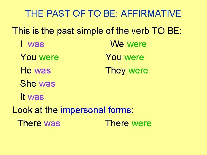 PAST SIMPLE TO BE 1 THE PAST OF