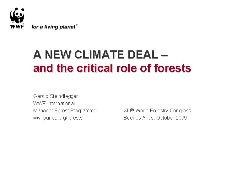 A NEW CLIMATE DEAL and the critical role