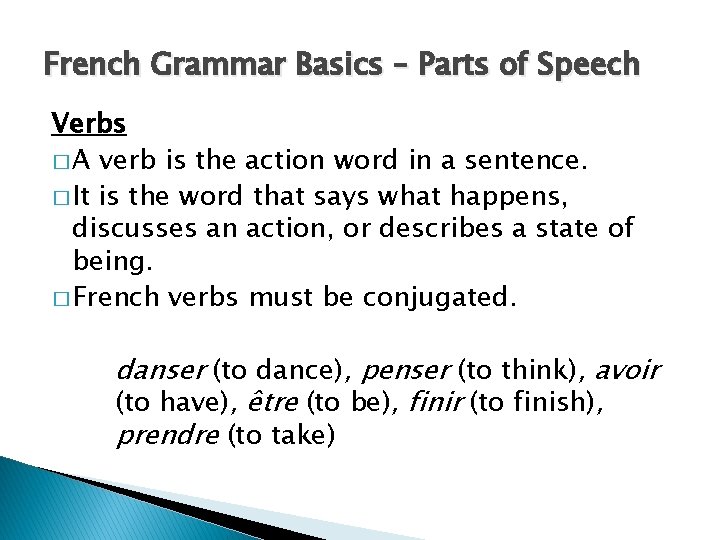 Commenons French Grammar Basics And Verbs in French