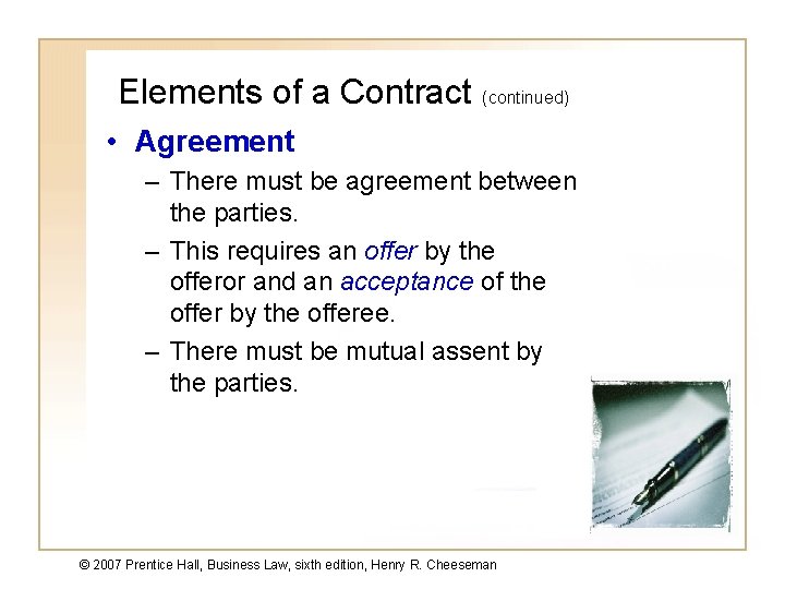 Chapter 9 Nature of Traditional and Online Contracts