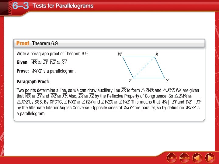 LESSON 6 3 Tests for Parallelograms FiveMinute Check