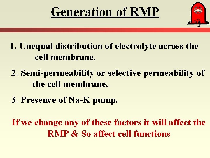 Physiology of Excitable tissue L 1 RMP Prof